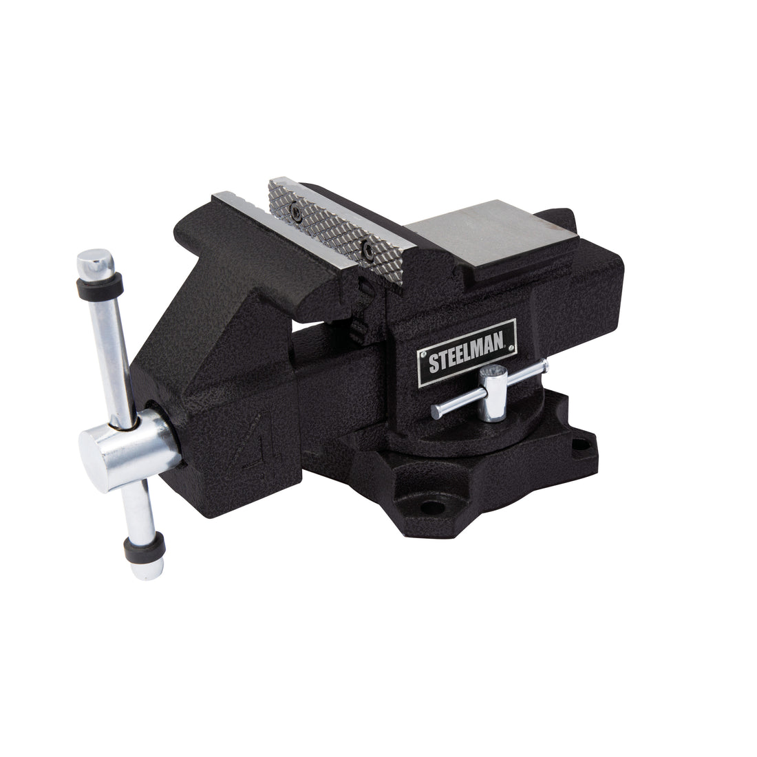 Steelman 4-Inch Bench Vise With 360-Degree Swivel Base, Serrated Steel ...