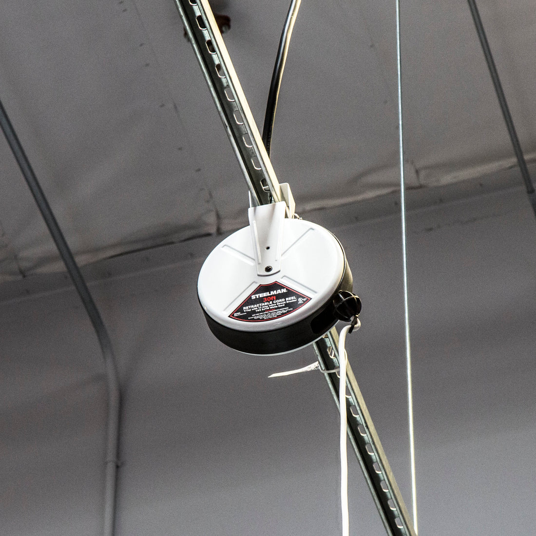 30-Foot Retractable Cord Reel with Triple Tap Receptacle and Inline ...