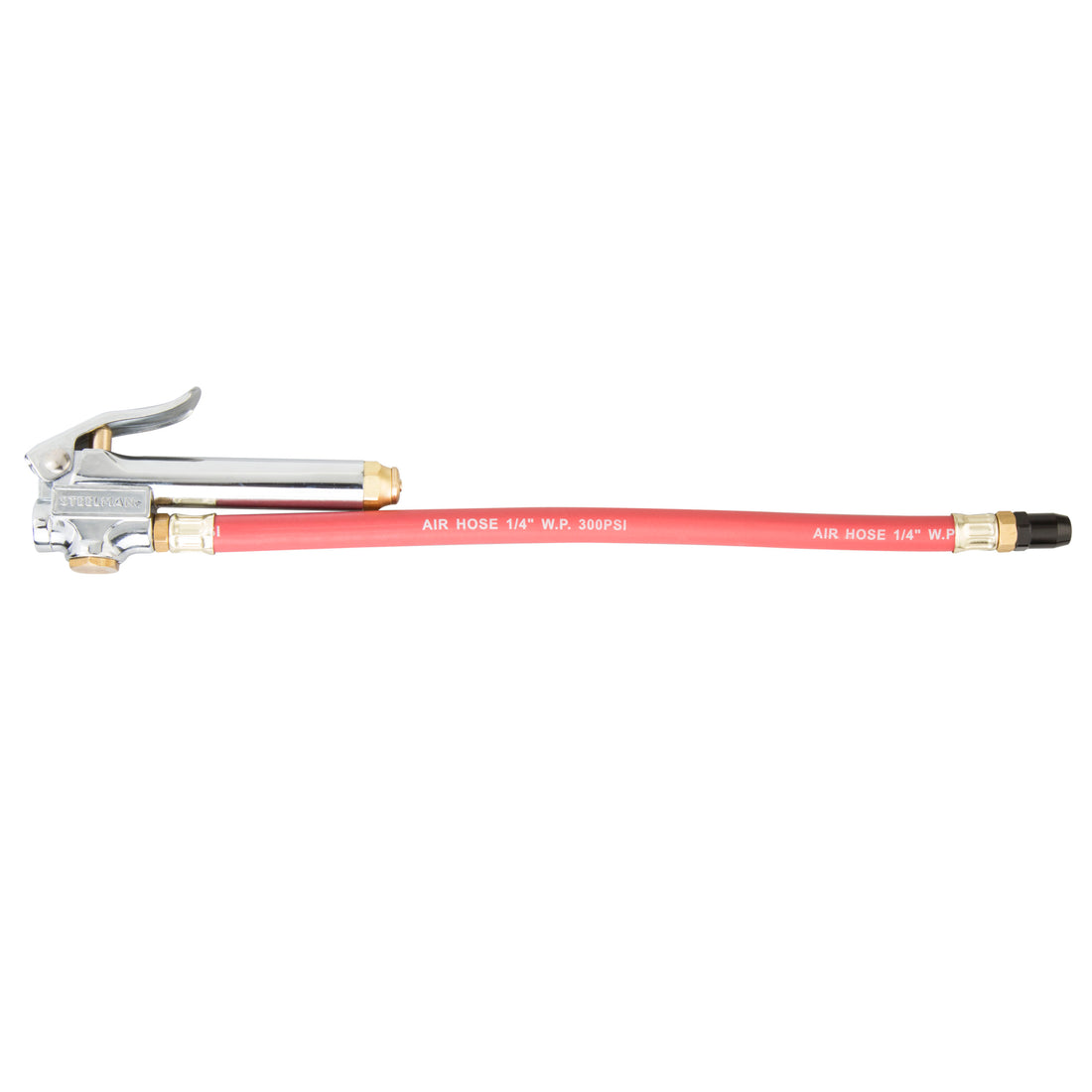 Straight Chuck Tire Inflator with Built-In Gauge and 12-inch Hose, Red ...