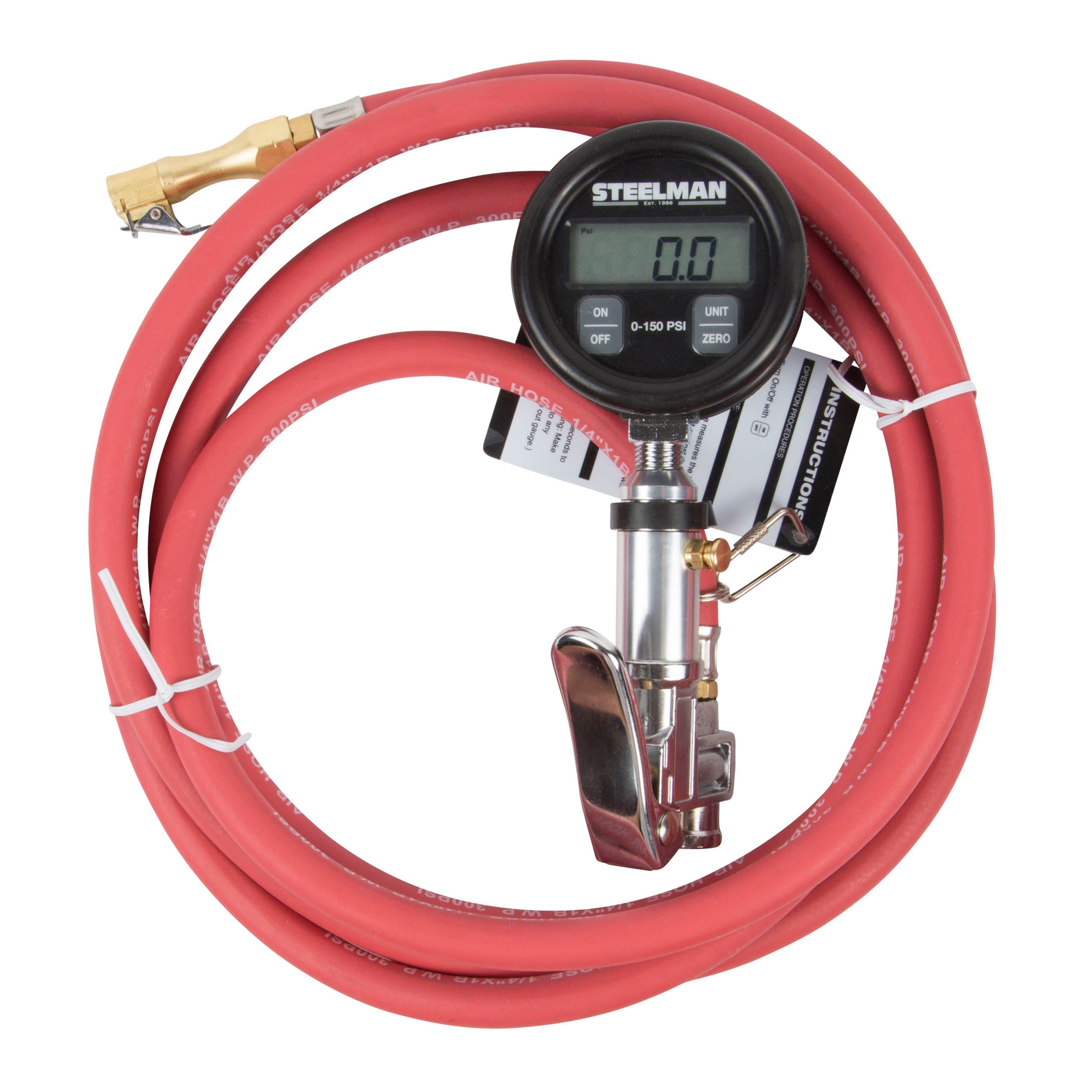 Steelman 0-150 Psi Digital Gauge Inflator With 10-Foot Whip Hose ...