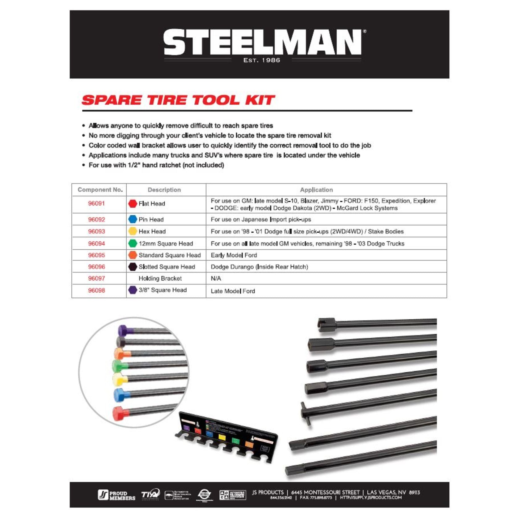 7-Piece Spare Tire Retrieval Tool Kit for Mechanics – Steelman Tools